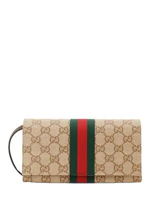 Gucci Gg Fabric Shoulder Bag With Nastro Web Detail - Beige