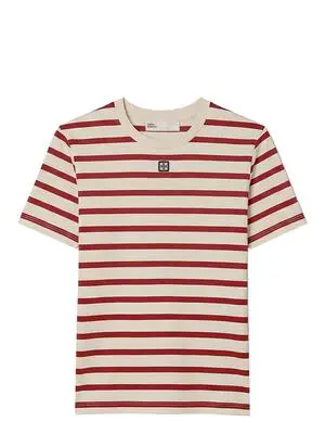 Tory Burch Cotton T-shirt With Striped Pattern - Red