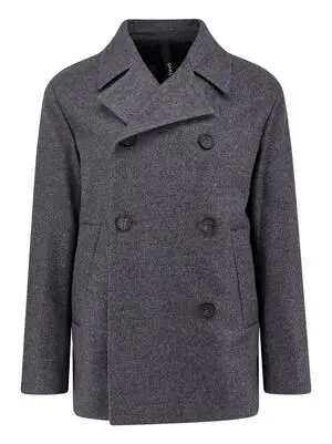 HEVO Double-breasted Virgin Wool Blend Coat - Grey