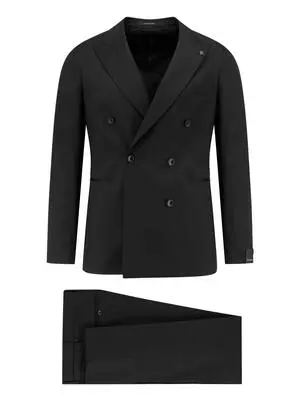 Tagliatore Saglia Virgin Wool Double-breasted Suit - Black