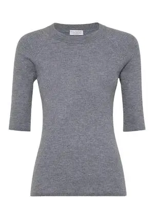 Brunello Cucinelli Brunello Cucinelli Cashmere And Viscose Blend Lurex Sweater Grey