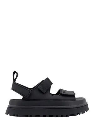 UGG Rubber Sandals With Embossed Logo And Adjustable Straps - Black