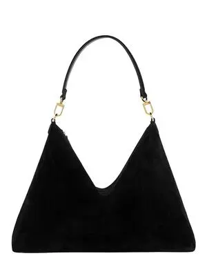 TOTEME Medium Bevel Suede Shoulder Bag - Black