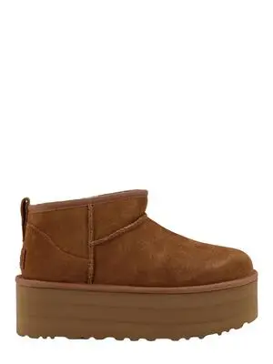 UGG Classic Ultra Mini Platform Suede Ankle Boots - Brown