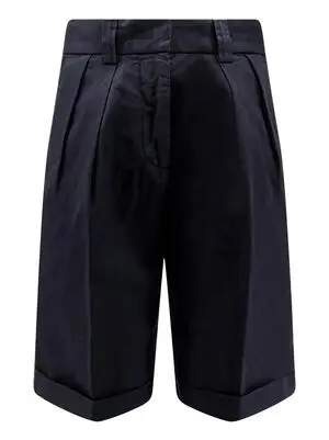 Aspesi Cotton Linen Blend Tailored Shorts - Blue