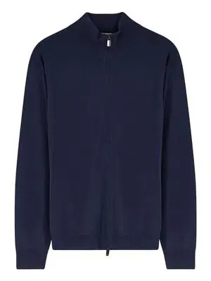 BRAMANI CASHMERE Wool Zip Up Cardigan - Blue