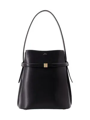 TOTEME Belted Leather Bucket Bag - Black