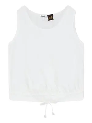 Loewe Cotton Tank Top With Anagram Embroidery - White