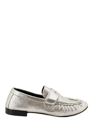 SEMELLE Laminated Leather Loafers - Silver