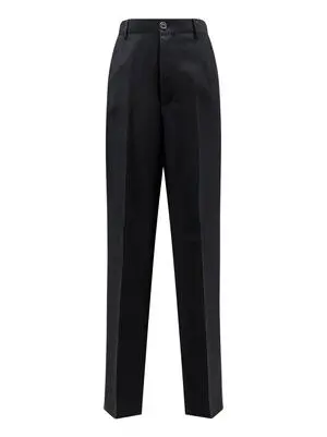 LANEUS Viscose And Linen Trousers - Black