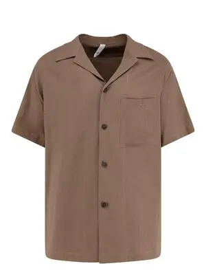 HEVO Novoli Linen And Viscose Shirt - Brown