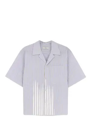 DUNST Striped Cotton Shirt Blue