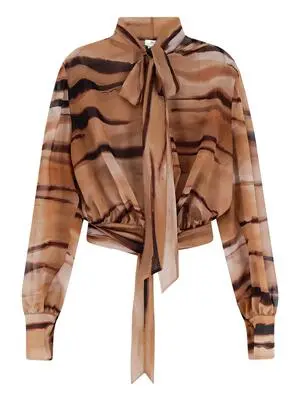 Elisabetta Franchi Animal Print Blouse - Brown