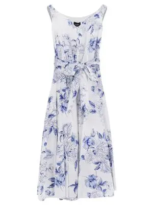 LAVI Mambo Cotton Dress With V-neckline And Flared Silhouette - Blue