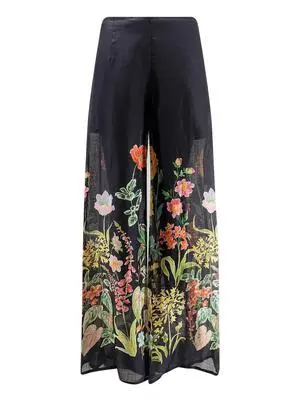 LAVI Frangipane Ramie Wide-leg Trousers - Black