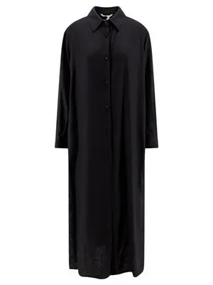HEVO Arigliano Viscose And Linen Chemisier Dress - Black