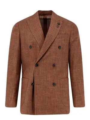 LARDINI Roma Wool, Silk And Linen Blazer - Brown