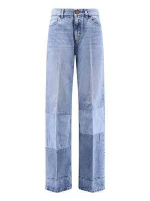 Seafarer Patchwork Wide Leg Jeans - Blue