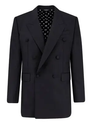 Dolce & Gabbana Double-breasted Virgin Wool Blazer - Black