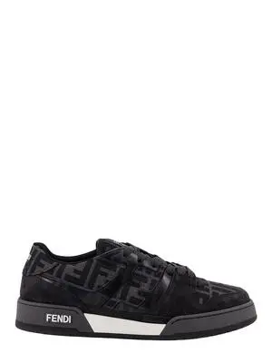 Fendi Ff Jacquard And Suede Low-top Sneakers - Grey