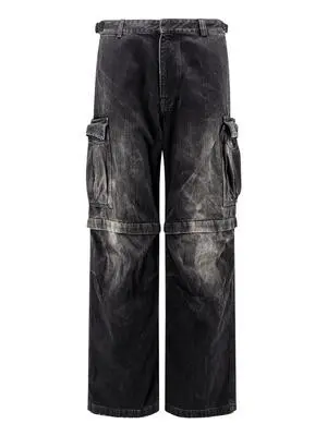 Balenciaga Cargo Denim Trousers - Black