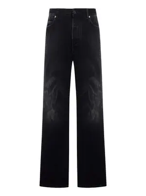 Balenciaga Distressed Cotton Jeans - Black