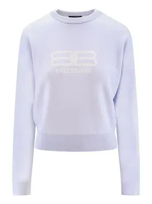 Balenciaga Wool And Cotton Blend Sweater - Blue