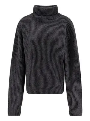 R2W Wool And Cashmere Ribbed Turtleneck - Grey