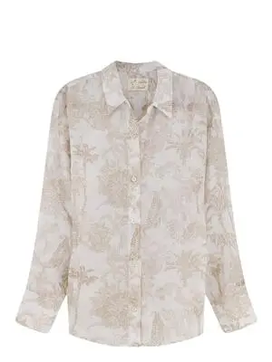 MC2 SAINT BARTH Cristal Ramie Shirt With Floral Pattern - Beige