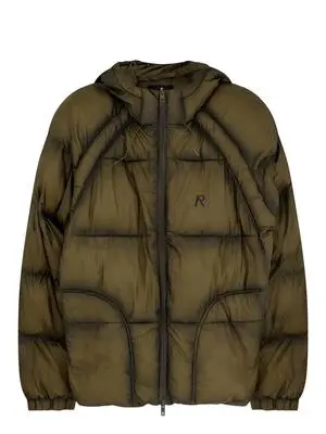 REPRESENT Padded And Quilted Down Jacket With Drawstring Hood - Green