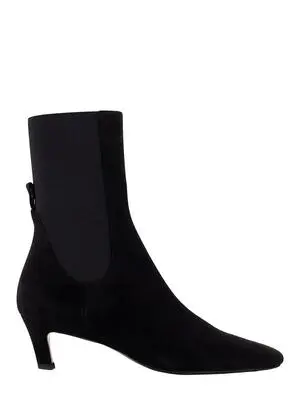 TOTEME Suede Ankle Boots With Elastic Inserts - Black
