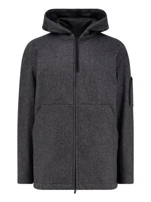 HEVO Grottaverde Virgin Wool Blend Coat With Hood And Drawstring - Grey