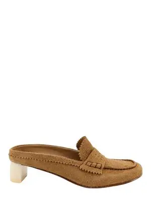 MAISON MARGIELA Suede Mules With Engraved Logo Detail - Brown