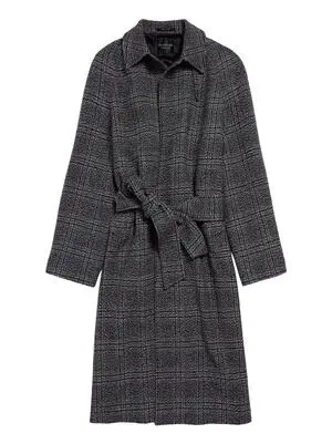 Balenciaga One Layer Raglan Wool Coat - Grey