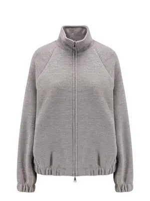 Max Mara Frine Double Wool-cotton Sweatshirt - Grey