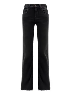 Balenciaga Denim Trousers With Frayed Edges - Black