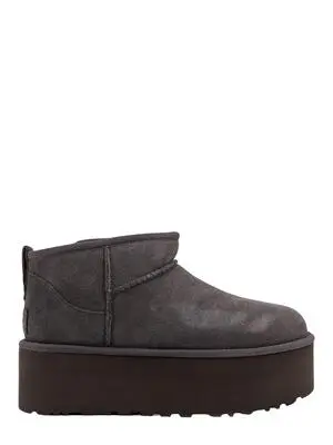 UGG Classic Ultra Mini Platform Suede Ankle Boots - Grey