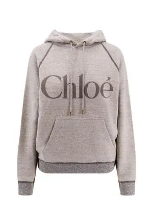 Chloé Cotton Blend Sweatshirt With Logo Print - Grey