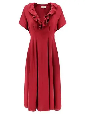 Alberta Ferretti Viscose Dress With Rouches - Red