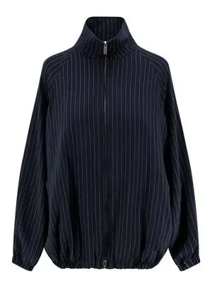 THE FRANKIE SHOP Baxter Pinstripe Recycled Material Jacket Blue