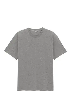 Saint Laurent Recycled Material T-shirt With Cassandre Embroidery - Grey