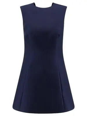Balenciaga A-line Merino Wool And Silk Blend Short Dress - Blue