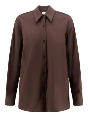 ALYSI Stretch Virgin Wool Shirt - Brown