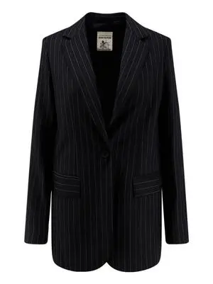 SEMICOUTURE Single-breasted Virgin Wool Blend Blazer - Grey