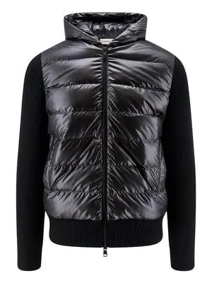 Moncler Padded Down Jacket With Virgin Wool Inserts - Black