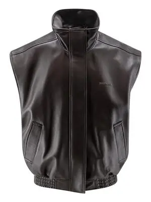 Balenciaga Giubbino In Pelle Smanicato - Marrone
