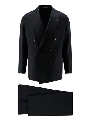 Tagliatore Double-breasted Virgin Wool Suit - Black