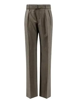 Tagliatore Nevil Virgin Wool Trousers With Belt - Brown