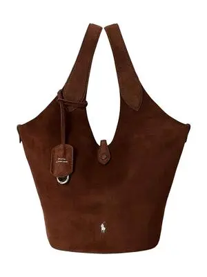 Polo Ralph Lauren Play Suede Shoulder Bag With Contrasting Logo - Brown