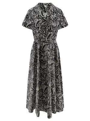 Aspesi Printed Cotton Chemisier Dress - Black